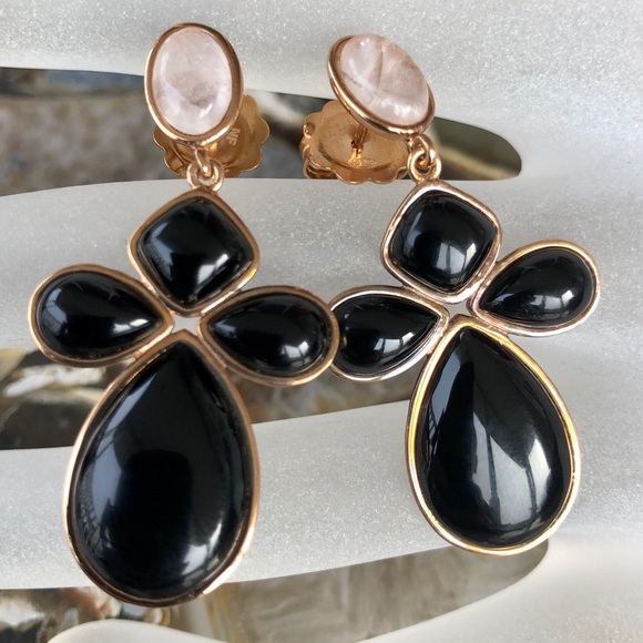Dallas Prince | Jewelry | Dallas Prince 75 Onyx Rose Quartz Earrings ...